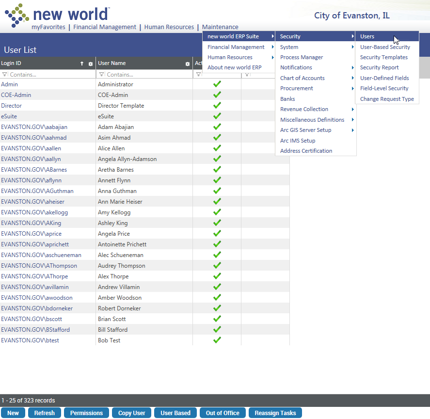 New World Permissions – City Of Evanston Technology Service Portal